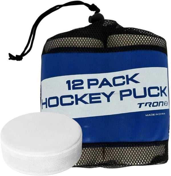 TronX White Ice Hockey Goalie Trainer Pucks - 12 Pack - HockeyTron.com