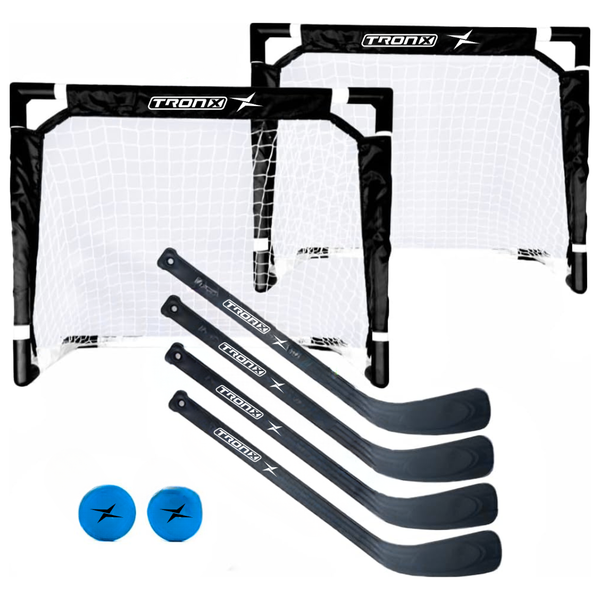 TronX Mini Hockey Indoor Goal Set (2 Goals, 4 Sticks, 2 Balls ...