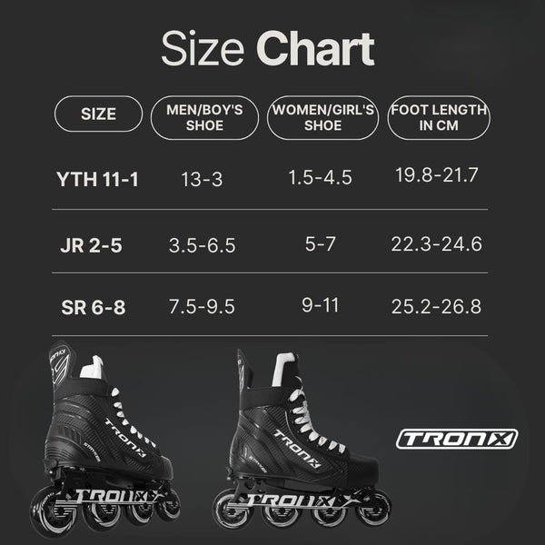 TronX Stryker Adjustable Junior Roller Hockey Skates - HockeyTron.com