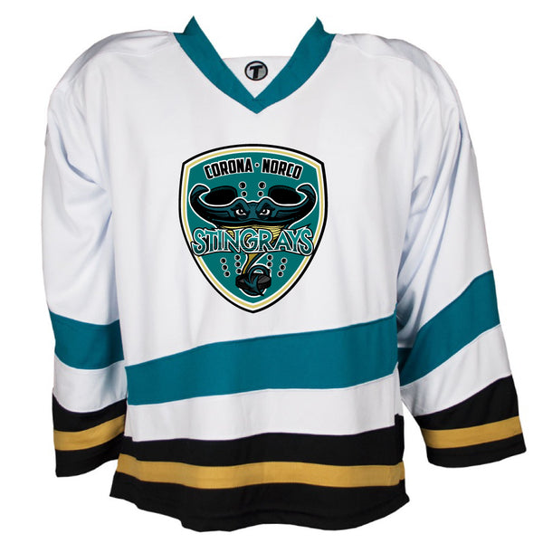 Stingrays Silk Screened Jersey (White) - HockeyTron.com